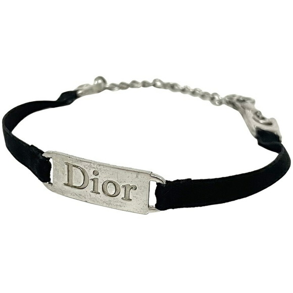 Dior | Jewelry | Christian Dior Bracelet Black Silver Plate Ribbon ...